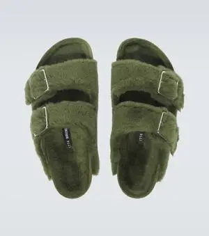 BIRKENSTOCK Arizona Shearling-lined Suede Sandals - Green