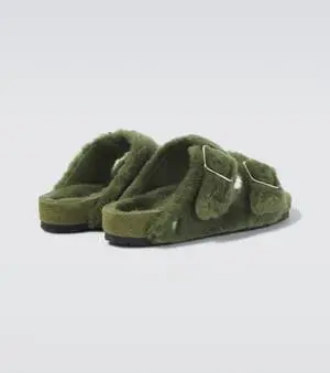 BIRKENSTOCK Arizona Shearling-lined Suede Sandals - Green