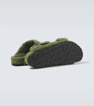 BIRKENSTOCK Arizona Shearling-lined Suede Sandals - Green
