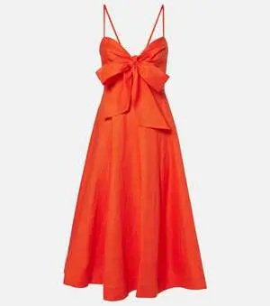 Zimmermann Bow-detailed Linen Midi Dress
