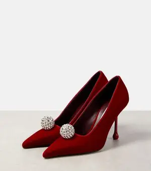 JIMMY CHOO Orb 95 Embellished Velvet Sandals