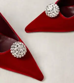 JIMMY CHOO Orb 95 Embellished Velvet Sandals