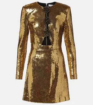 Rebecca Vallance Gloria Floral-appliqué Sequined Minidress