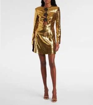Rebecca Vallance Gloria Floral-appliqué Sequined Minidress