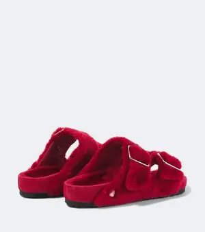 BIRKENSTOCK Arizona 1774 Shearling-lined Suede Sandals - Red
