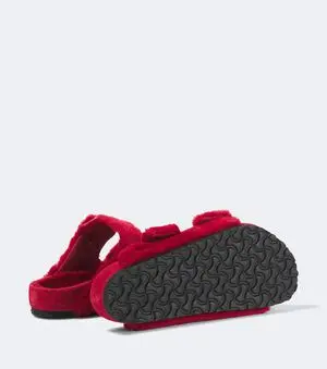 BIRKENSTOCK Arizona 1774 Shearling-lined Suede Sandals - Red