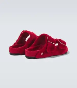 BIRKENSTOCK Arizona 1774 Shearling-lined Suede Sandals - Red
