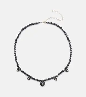 SYDNEY EVAN Carved Heart Beaded Necklace - Black