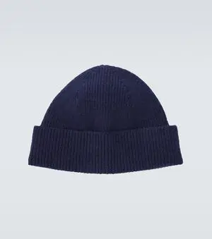 Zegna Ribbed Cashmere Beanie - Blue