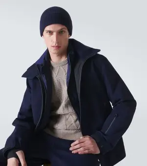 Zegna Ribbed Cashmere Beanie - Blue