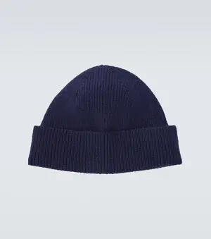 Zegna Zegna Ribbed Cashmere Beanie Blue