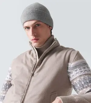Zegna Ribbed Cashmere Beanie - Grey