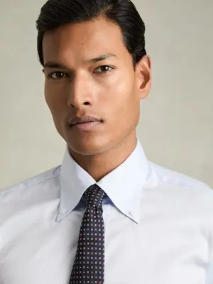 REISS Allora Regular-fit Cotton Button-down Shirt - Soft Blue