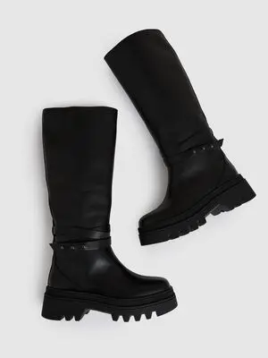 REISS Albany Leather Knee-high Boots
