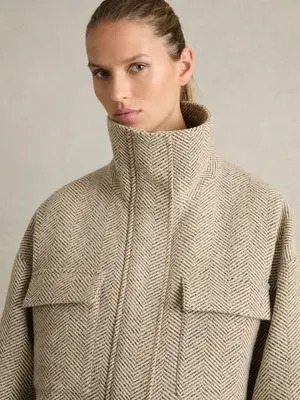 REISS Amora Herringbone Wool-blend Coat