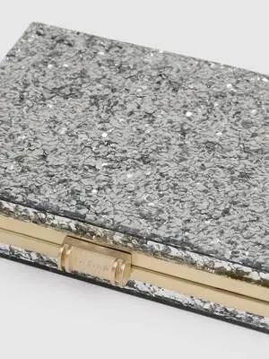 REISS Greta Glitter Box Clutch Bag