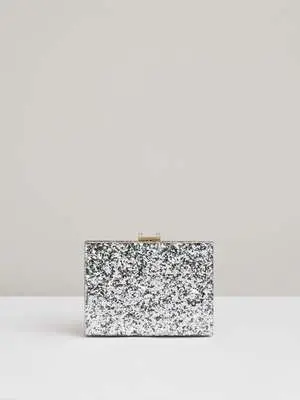 REISS Greta Glitter Box Clutch Bag