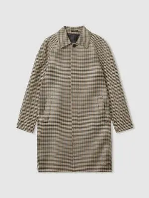 REISS Enigma Atelier Wool Houndstooth-check Raglan Overcoat