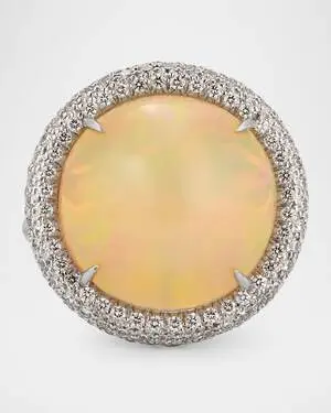 ROBERT ERICH 18k White Gold Opal And Diamond Ring - Gold Opal