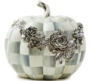 MACKENZIE-CHILDS As Is Sterling Check Large Floral Pumpkin - One-color