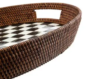 MACKENZIE-CHILDS Rattan & Enamel Party Serving Tray