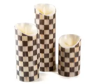 MACKENZIE-CHILDS Set Of 3 Pillar Flicker Candles - One-color