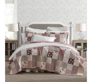 Laura Ashley Celina Patchwork King Quilt Sham Set - One-color