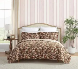 Laura Ashley Marta Brown Twin Quilt Sham Set - One-color