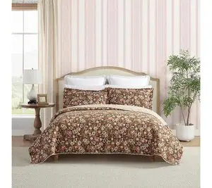 Laura Ashley Marta Brown King Quilt Sham Set - One-color