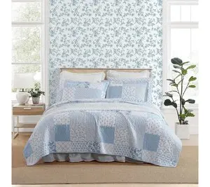 Laura Ashley Colleens Coastal Patchwork Twin Qu Ilt Sham Set - One-color