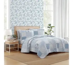 Laura Ashley Colleens Coastal Patchwork Twin Qu Ilt Sham Set