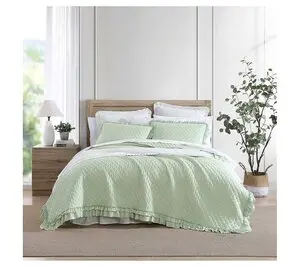 Laura Ashley Claire Green King Quilt Sham Set - One-color