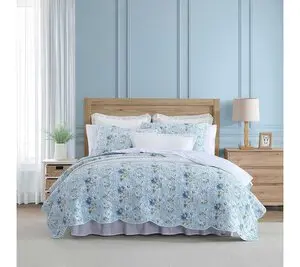 Laura Ashley Peony Garden Blue Twin Quilt Sham Et - One-color