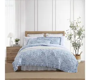 Laura Ashley Quartet Blue Full/queen Quilt Sham Set - One-color