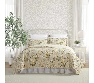 Laura Ashley Roses Gold King Quilt Sham Set - One-color