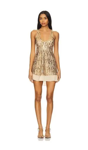 green emerald velvet dress Free People Midnight Kiss Mini Slip Dress Xs / Gold Combo