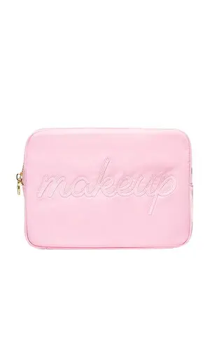 Stoney Clover Lane Makeup Embroidered Large Pouch - Flamingo