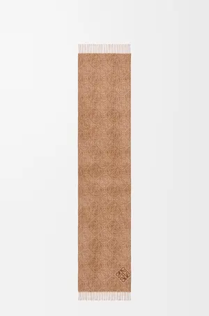 Loewe Anagram Scarf In Wool And Cashmere Mocha