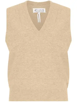 MAISON MARGIELA Knit V-neck Vest - Neutrals