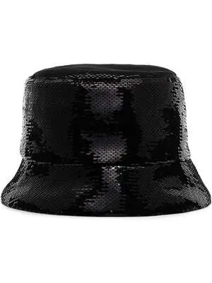 Prada Logo-embellished Sequin Bucket Hat - Black