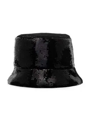 Prada Logo-embellished Sequin Bucket Hat - Black