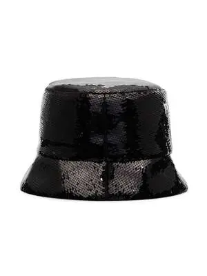 Prada Logo-embellished Sequin Bucket Hat - Black