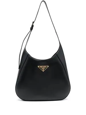 Prada Triangle-logo Leather Shoulder Bag - Black