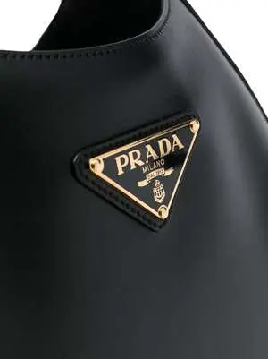 Prada Triangle-logo Leather Shoulder Bag - Black