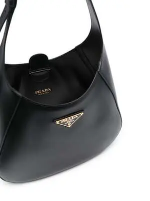 Prada Triangle-logo Leather Shoulder Bag - Black
