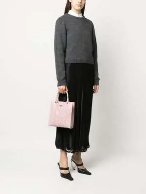 Prada Logo-plaque Crinkle-effect Tote Bag - Pink