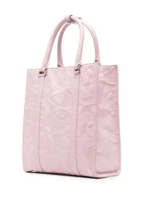 Prada Logo-plaque Crinkle-effect Tote Bag - Pink