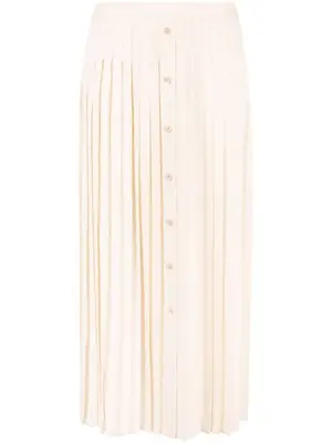 Prada Logo-jacquard Pleated Skirt - Neutrals