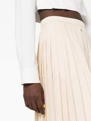 Prada Logo-jacquard Pleated Skirt - Neutrals