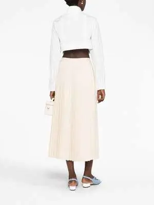 Prada Logo-jacquard Pleated Skirt - Neutrals